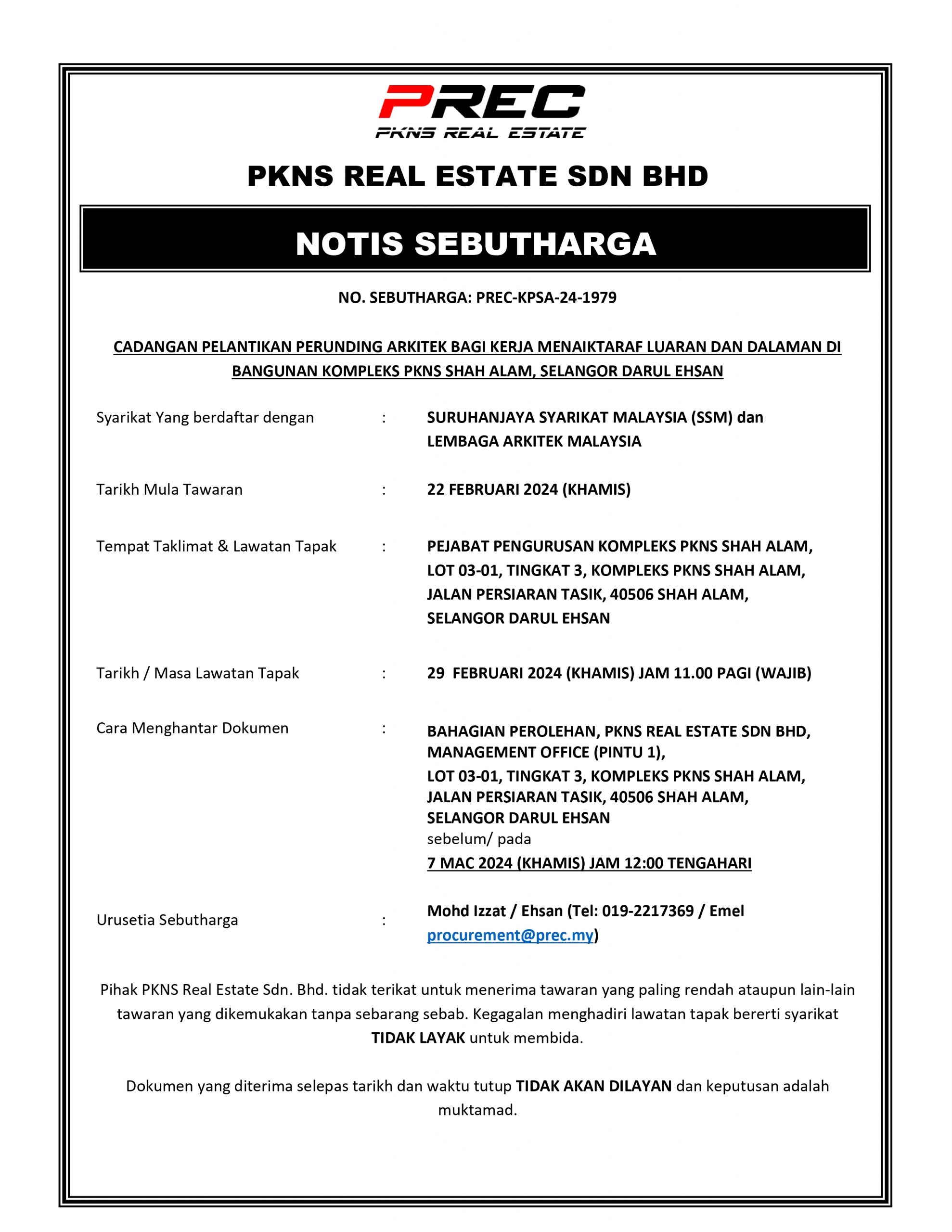 Terkini: 23 November 2022 – PKNS Real Estate Sdn Bhd (PREC) Terkini: 23 November 2022 – PKNS Real Estate Sdn Bhd (PREC)